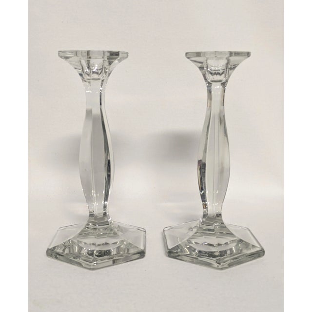 Heisey Tall Glass Candle Holders - a Pair | Chairish