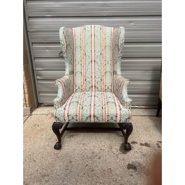 Antique 19th Century Mahogany Chippendale Library Wingback Chair, Eagle ...