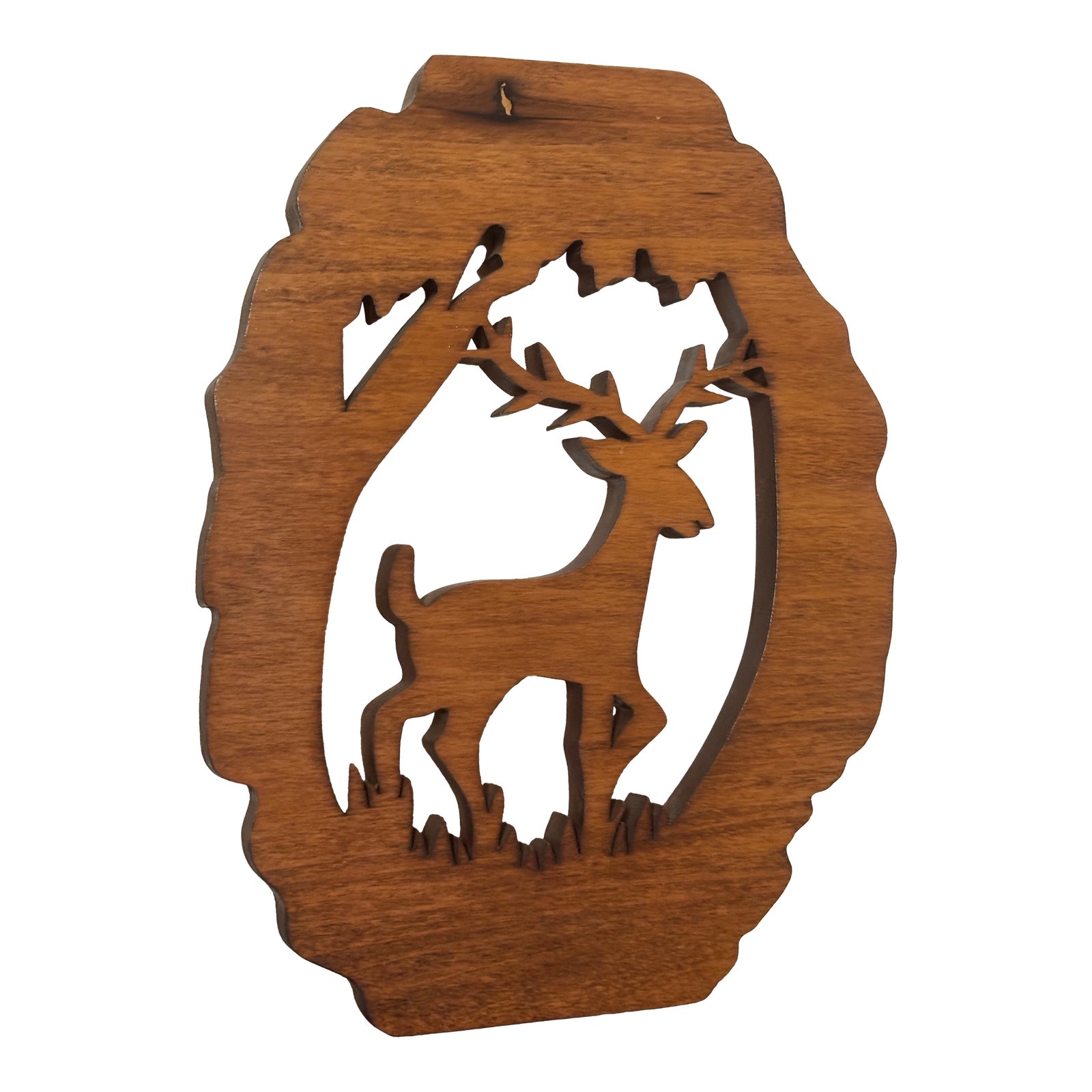 Wood Carved Reindeer Wall Hanging | Chairish