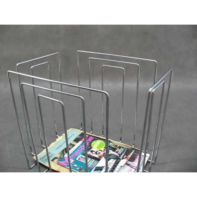 Vintage Chrome Magazine Rack in the style of Willi Glaeser, 1980s ...