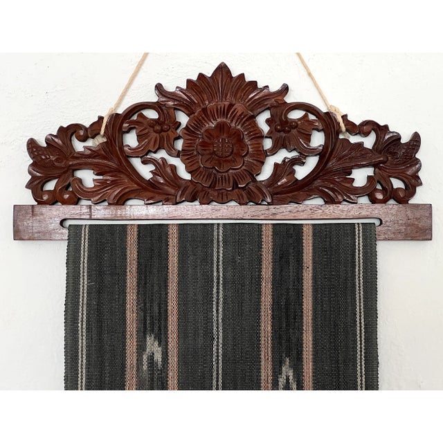 Ifugao Tribal Textile Charcoal Black Ikat Loom Wall Hanging / Runner ...