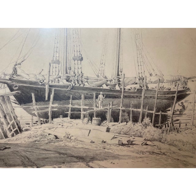 1940s Large Original M. Wilson Nautical Ship Repairs Sailboat Sketch ...