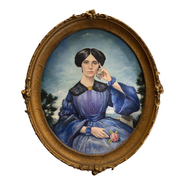 Antique Portrait Painting of Mary Elizabeth Mitchell Williams Oil on ...