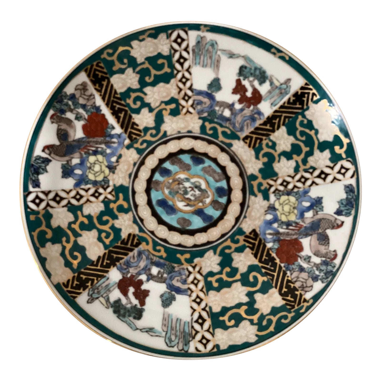 Early 20th Century Antique Handmade & Hand-Painted Japanese Green Imari ...