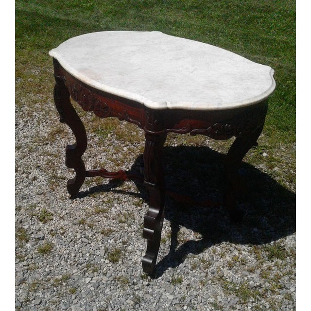 Antique Victorian White Marble Turtle Top Parlor Table 1860s | Chairish
