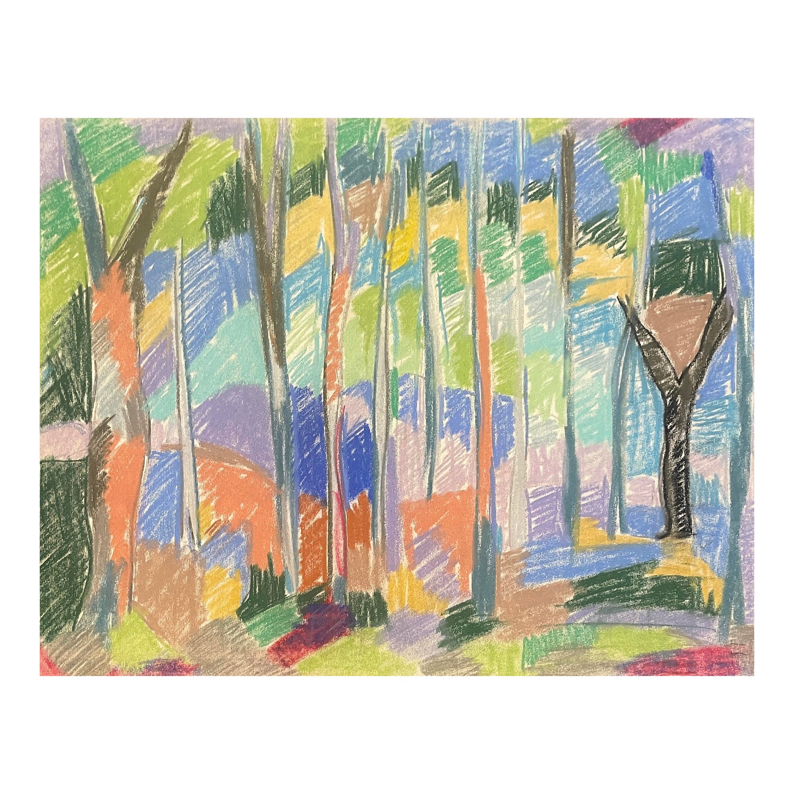 1960s Frank Wallace Forest Interior Landscape Pastel | Chairish