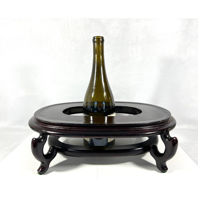 Large Mid Century Dark Brown Chinese Oval Display Stand Pedestal for ...