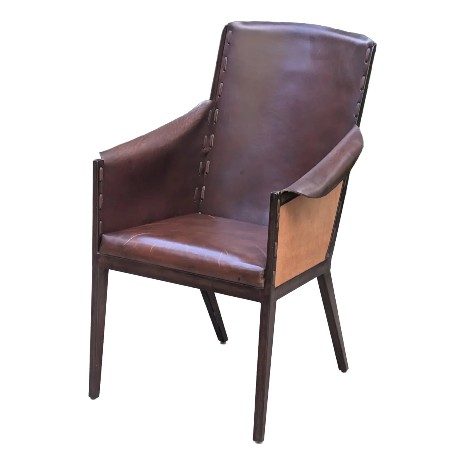 Leather Hide Armchair After Jean-Michel Frank by Hickory Chair | Chairish