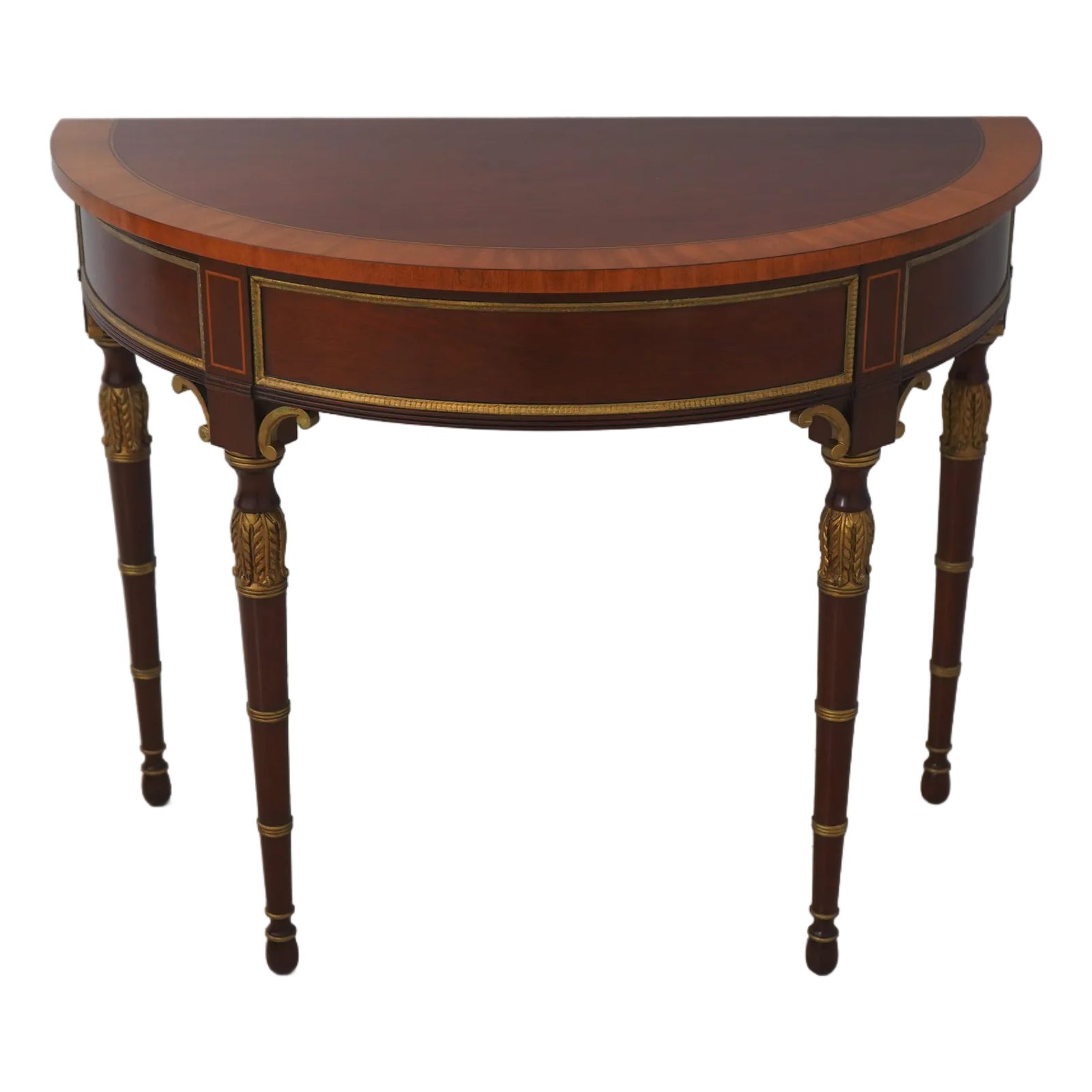 Kindel Louis XVI Style Mahogany Demilune Console Table | Chairish