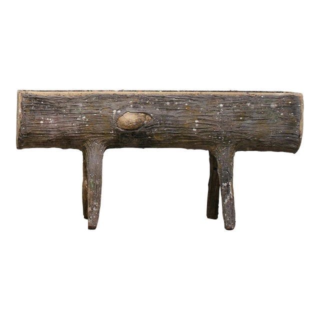 Vintage French Concrete Faux Bois Split-Log Planter | Chairish