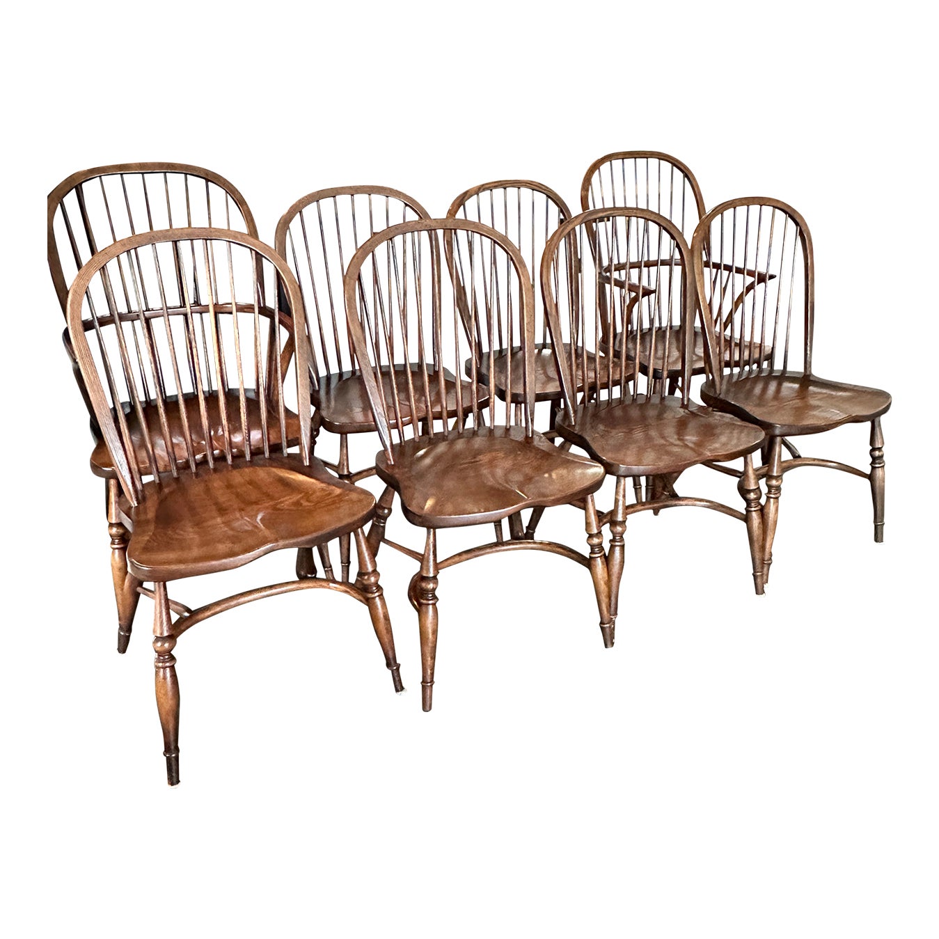 Set of 8 Handcrafted Windsor Dining Chairs | Chairish