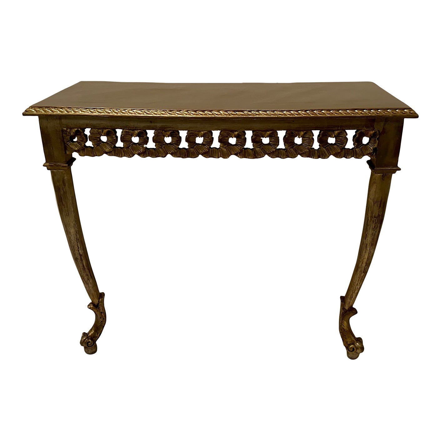 Carved Italian Gold & Silver Leaf Wall Mounted Console Table | Chairish