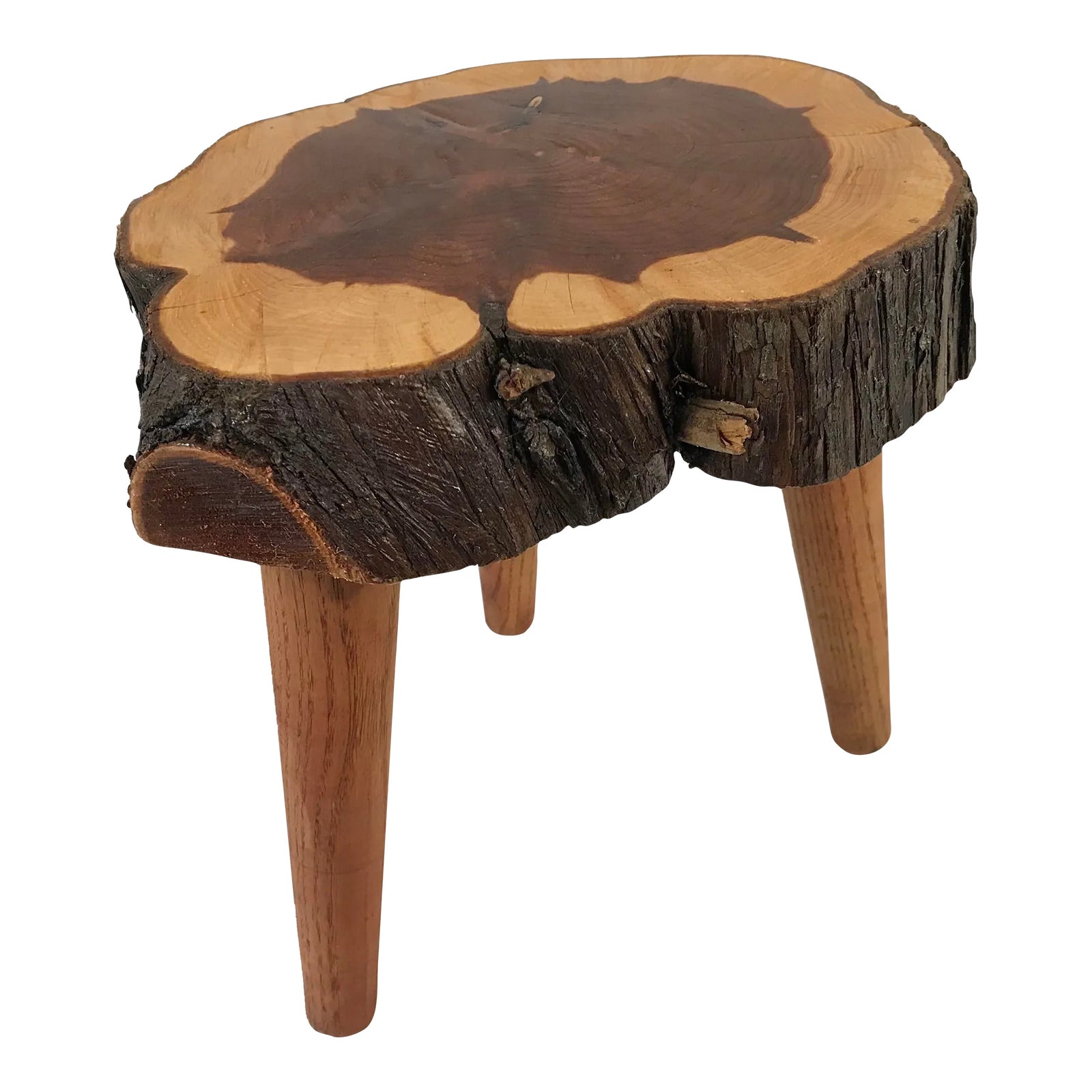 Vintage Live Edge Cedar Stool | Chairish
