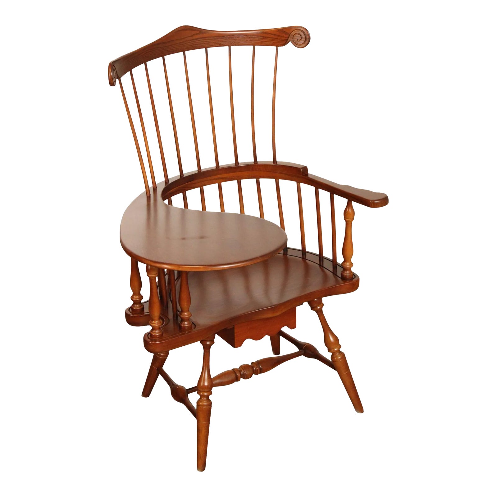 Frederick Duckloe Cherry Windsor Style Writing Armchair | Chairish