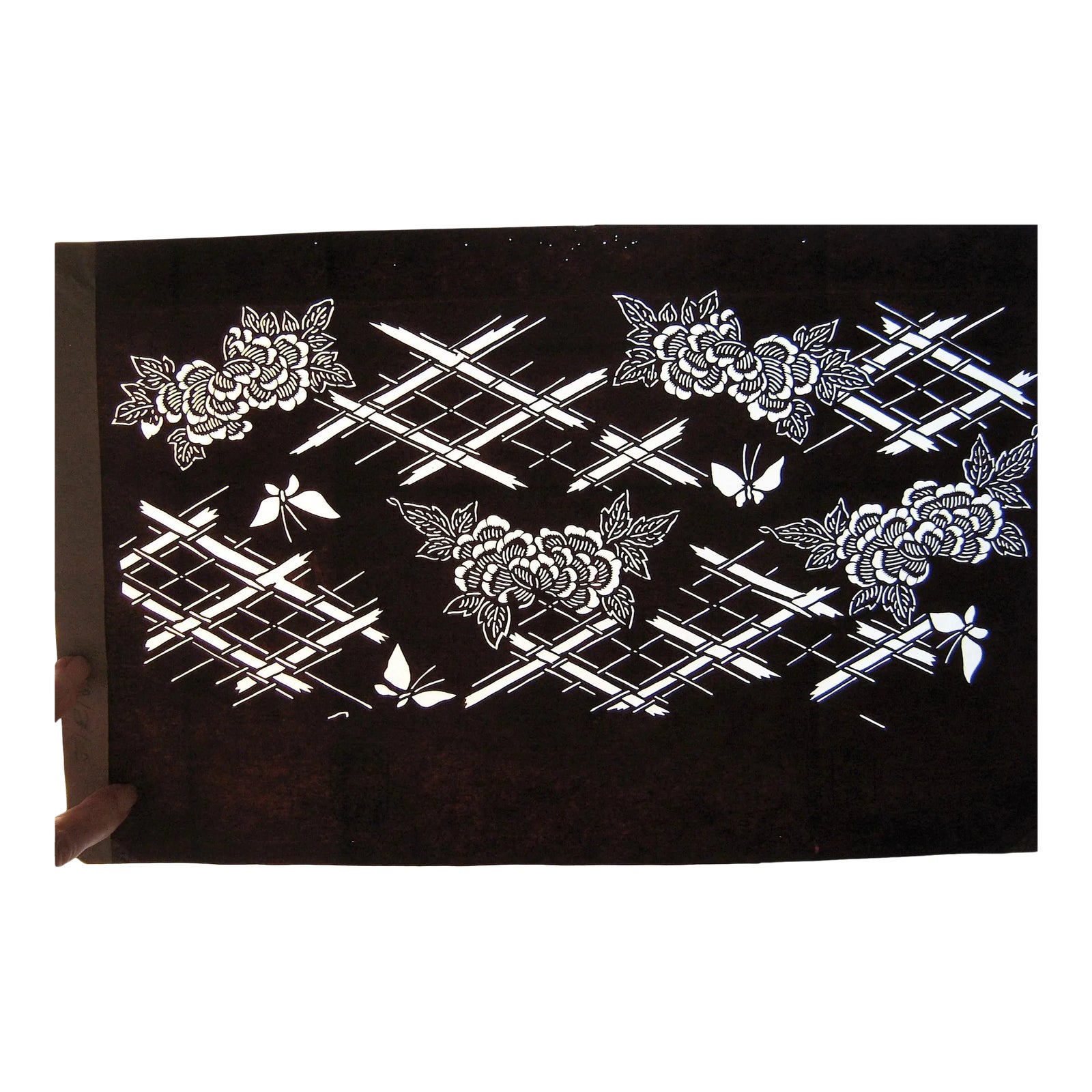 Pre 1880 Unframed Edo Period Japanese Ise Katagami Stencil Art #6 ...