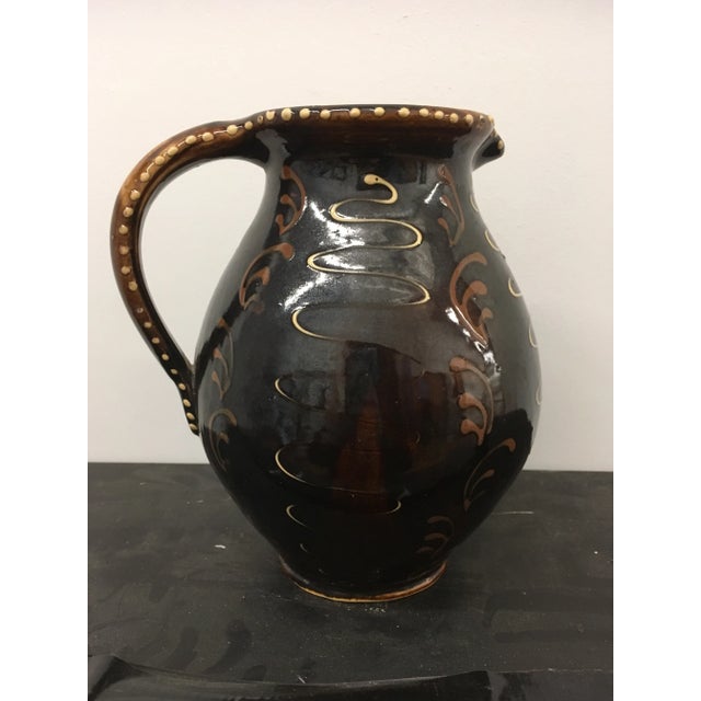 Mid Century Folk Art Red Ware Pitcher | Chairish