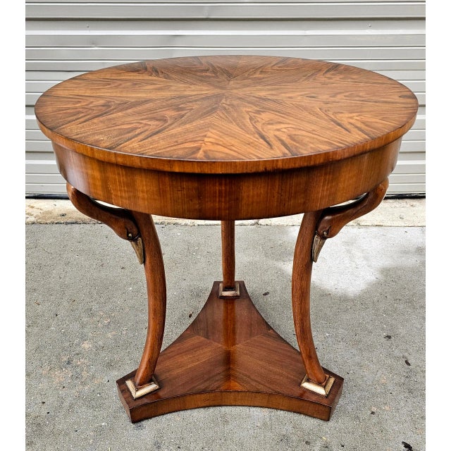 Early 20th Century Round Swan Neck Tripod Accent Table | Chairish