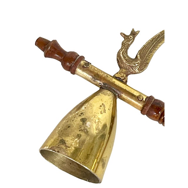 Vintage English Wood and Brass Rooster Candle Snuffer | Chairish