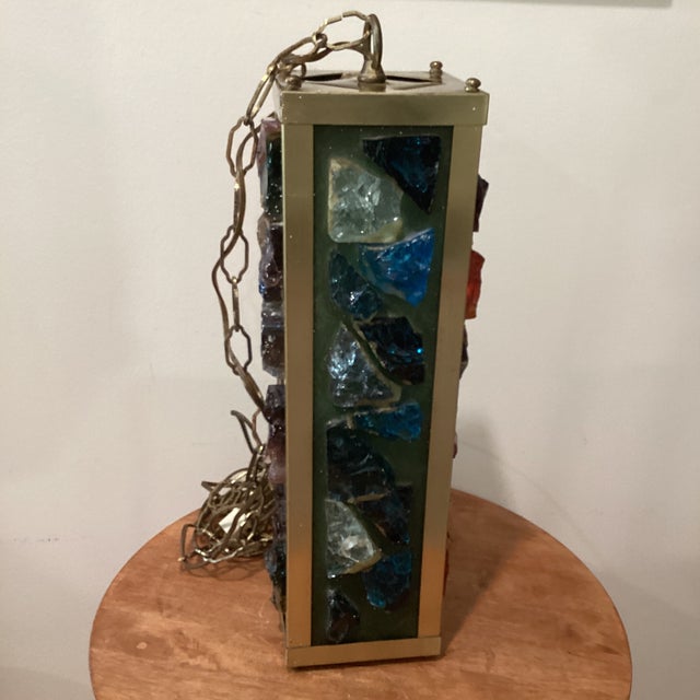 Mid 20th Century Modern Leaded Colored Chunk Nugget Glass Lantern Swag ...