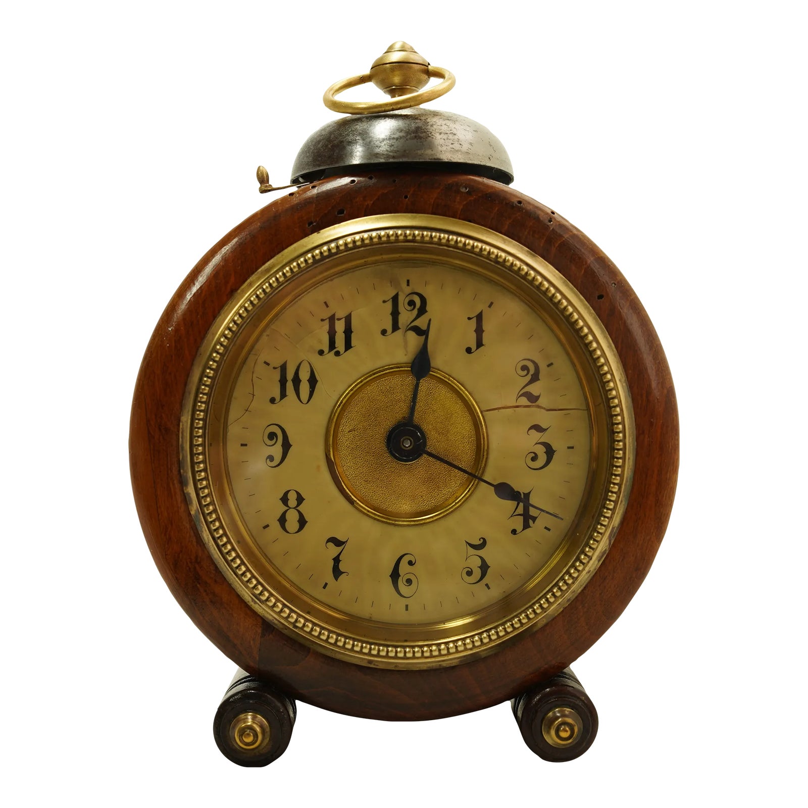 1898 Antique German Alarm Desk Clock by Gebrüder Junghans | Chairish