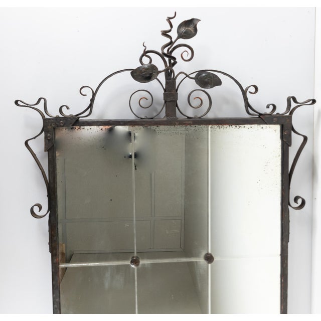 20th Century Blacksmith Hand Wrought Iron Wall Mirror | Chairish