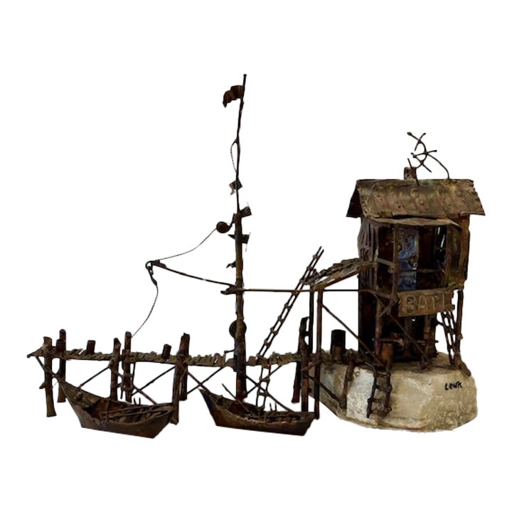 Mid 20th Century Vintage Intricate Lewk Wharf Themed Sculpture | Chairish