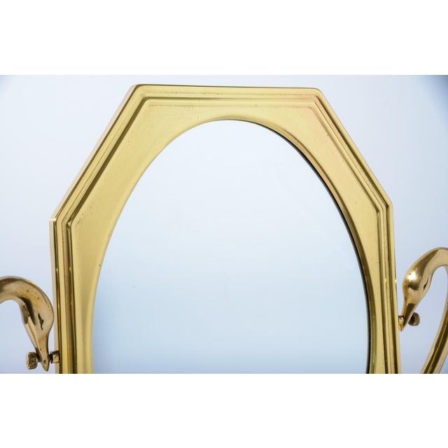 Italian Brass Swan Swivel Dresser Table Mirror, Italy, | Chairish