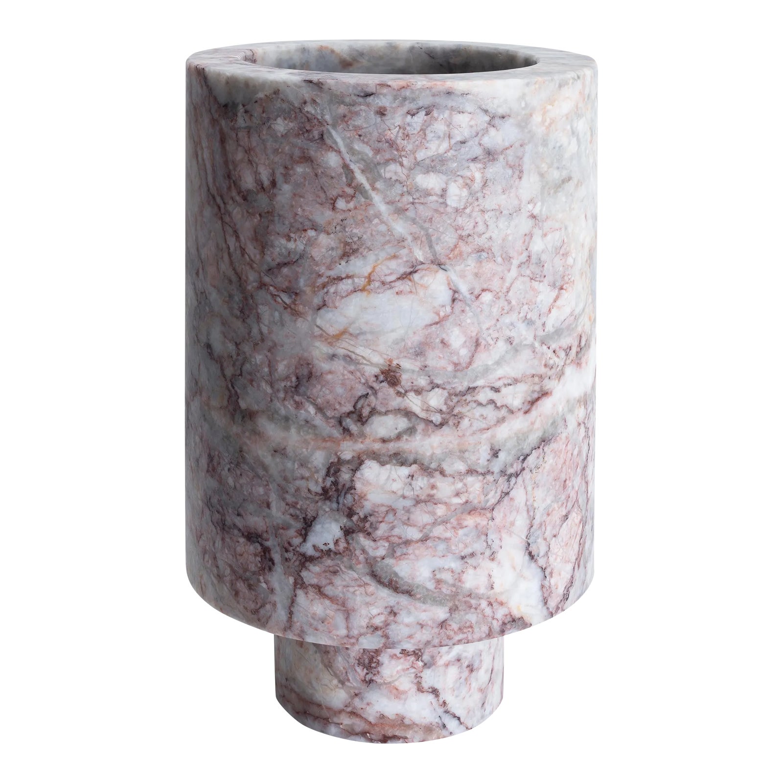 Modern Vase in Italian Pink/Gray Marble by Karen Chekerdjian | Chairish