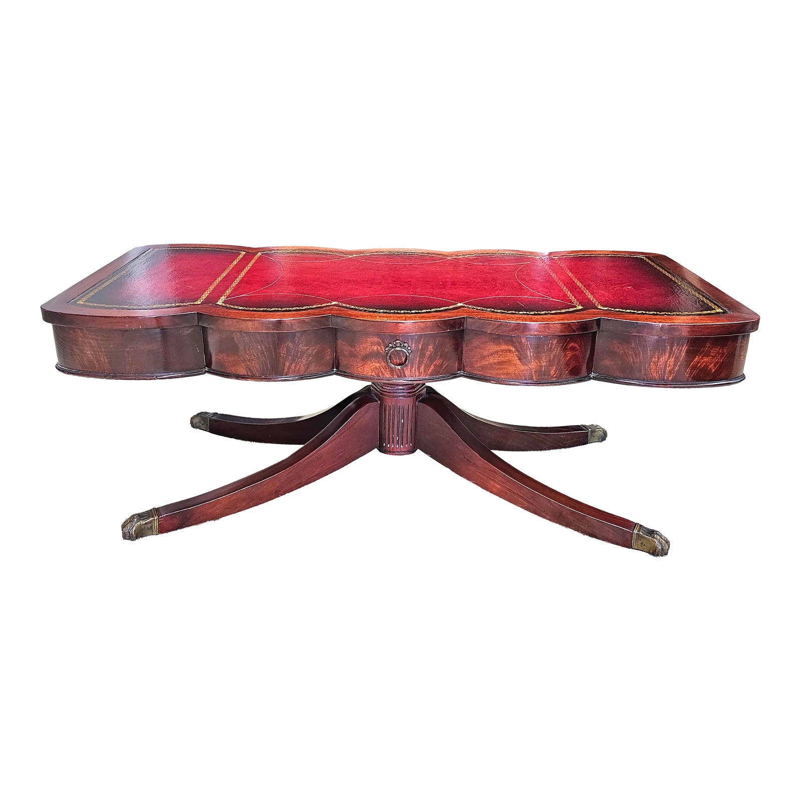 Mid-20th Century Georgian Style Mahogany and Tooled Leather Inset ...