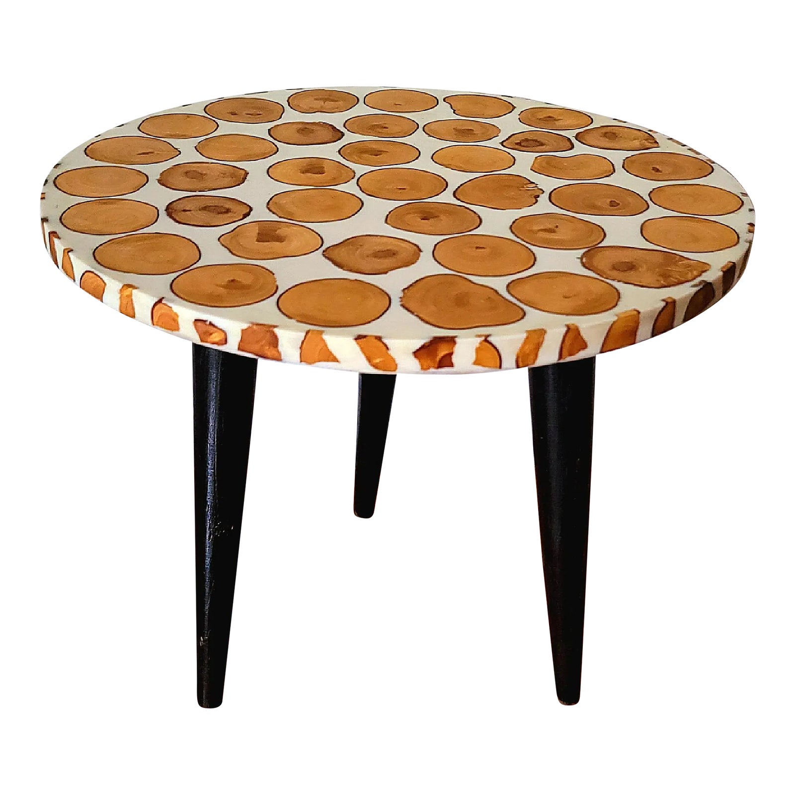 Moroccan Mid-Century Style Wooden and Resin Side Table 3 | Chairish
