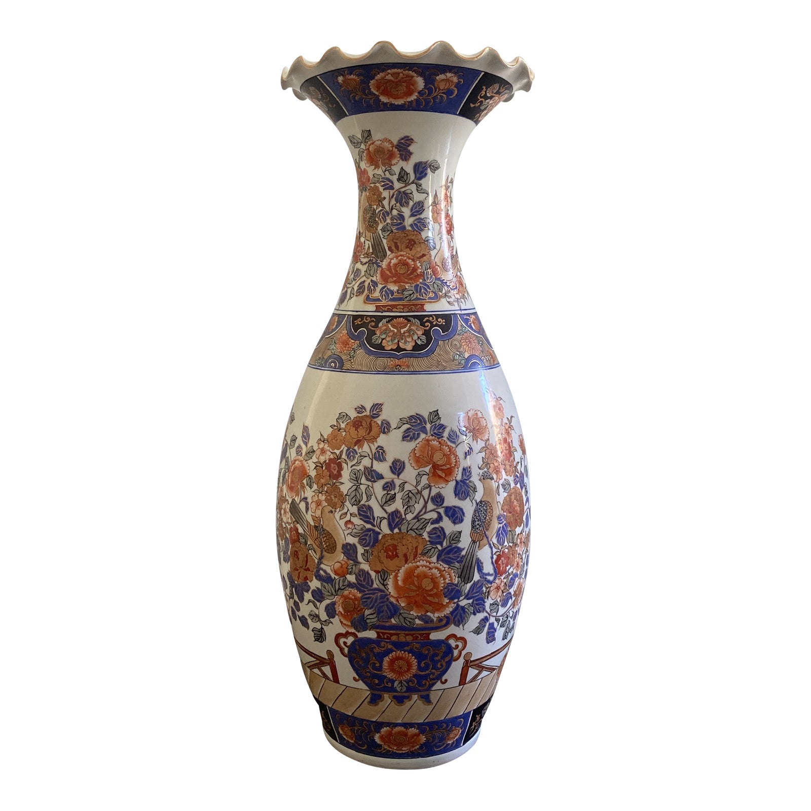 Asian Baluster Porcelain Floor Vase | Chairish