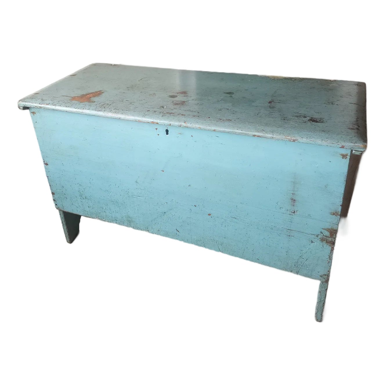 18th Century Six Board Blue Blanket Chest | Chairish