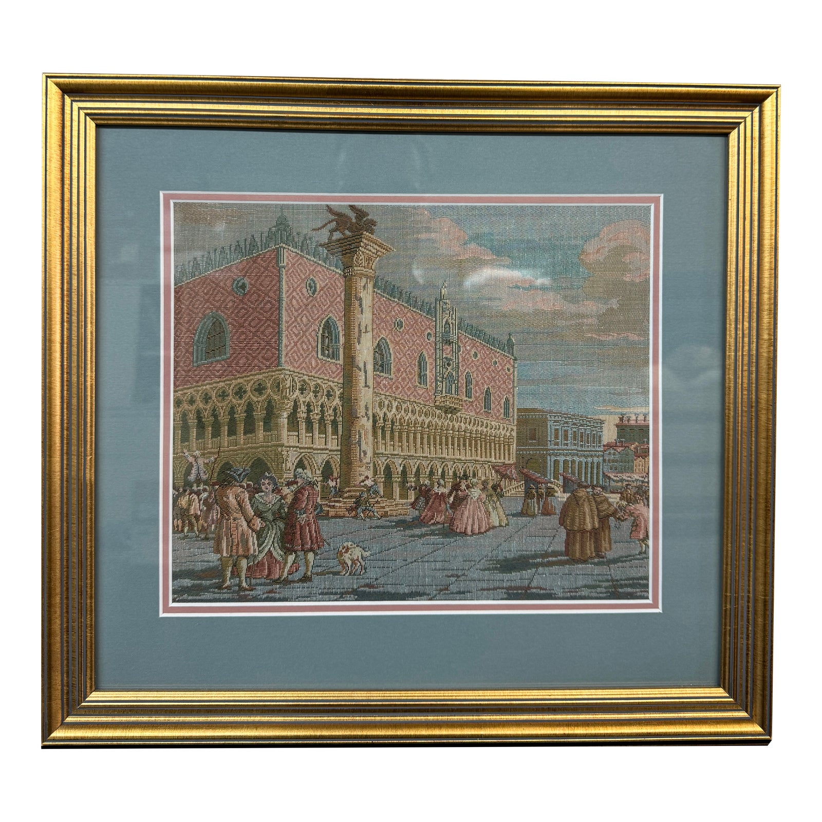 Vintage San Marco Square Tapestry, Custom Framed | Chairish