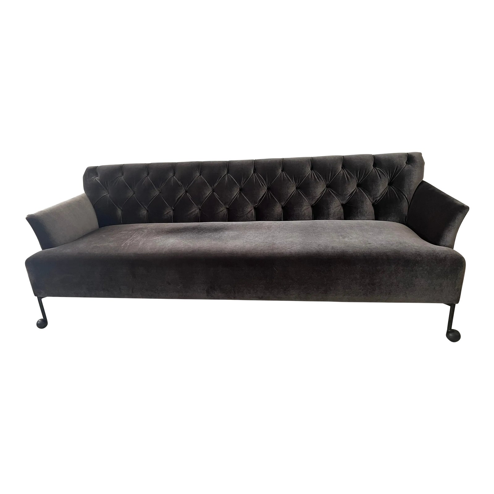 Modern Velvet Tufted Sofa | Chairish