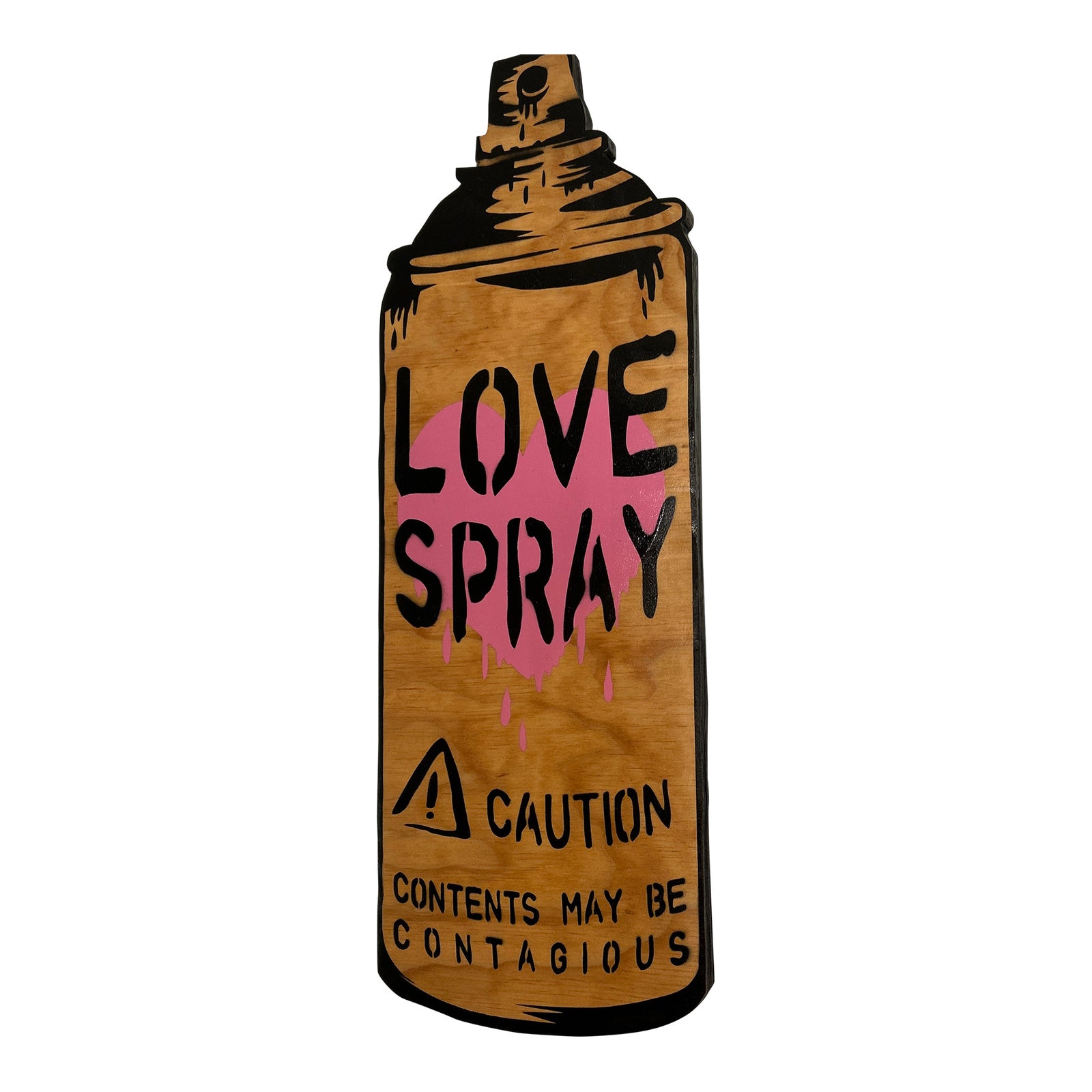 Pink and Brown Wood Spray Can Design "Love Series" Wall Art by Artist ...