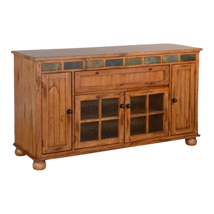 Rustic Tv Stand Media Console Counter Height With Drawers | Chairish