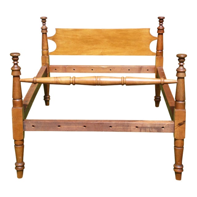 Antique Primitive Solid Chestnut Full Double Rope Bed Tulip Finials ...