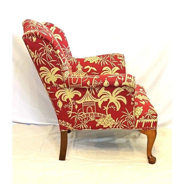 Diminutive Newly Reupholstered Chinoiserie Linen Toile Wingback Chair ...