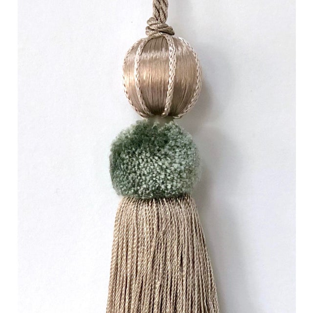 Sage & Taupe Beaded Key Tassel - 4.5" | Chairish