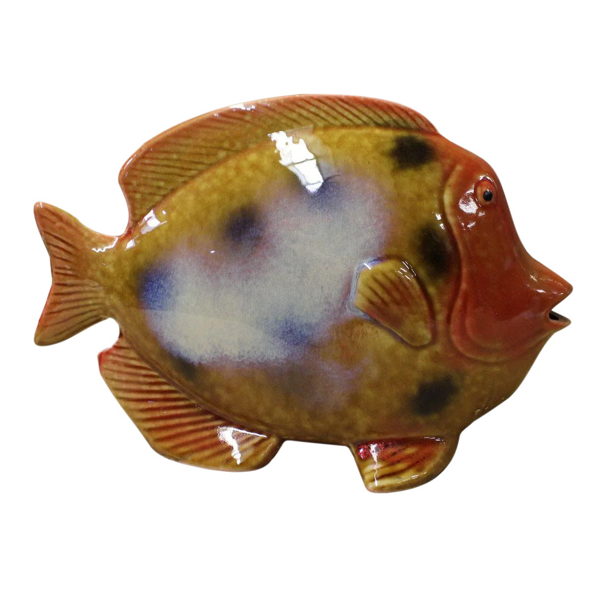 Ceramic Multi-color Yellow Tropical Fish Decor Display cs2584 | Chairish