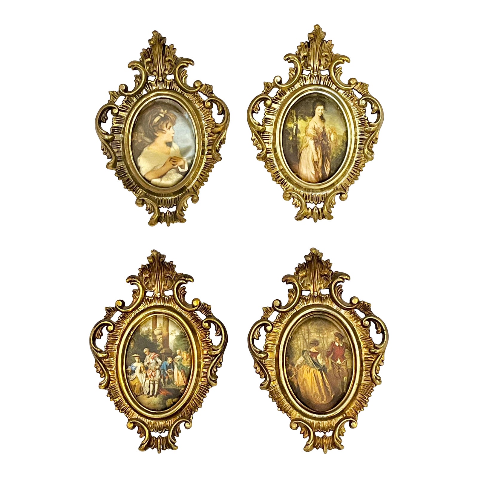 Set of 4 Vintage Italian Gilt Resin Baroque Style Frames | Chairish