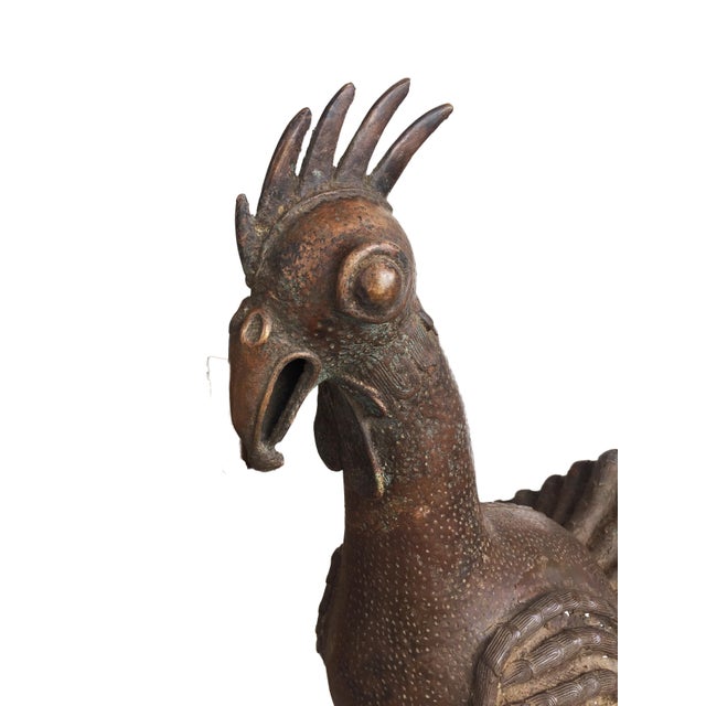 Large African Benin Bronze Rooster Nigerian | Chairish