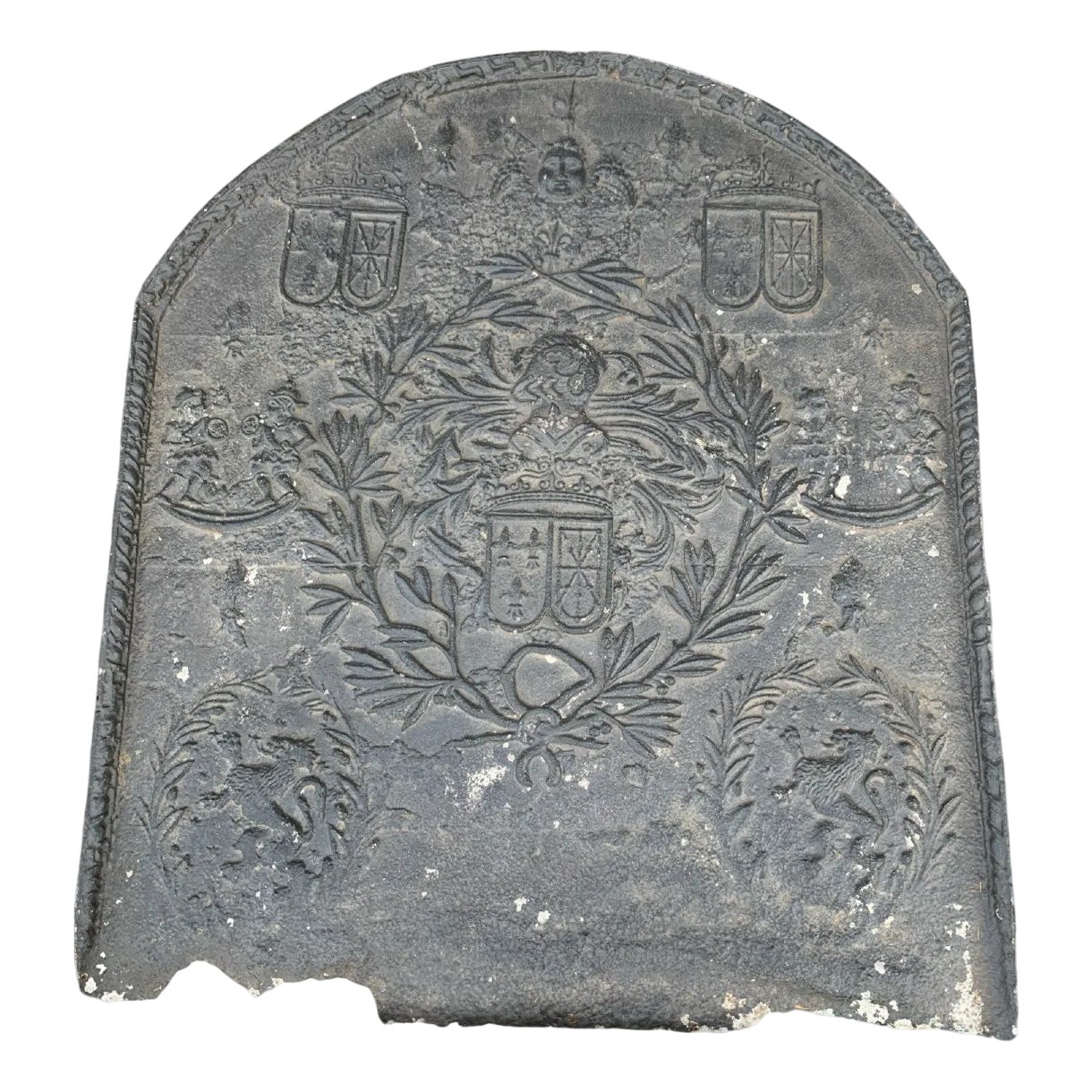 Antique Cast Iron Fireplace Backplate, 1700s | Chairish