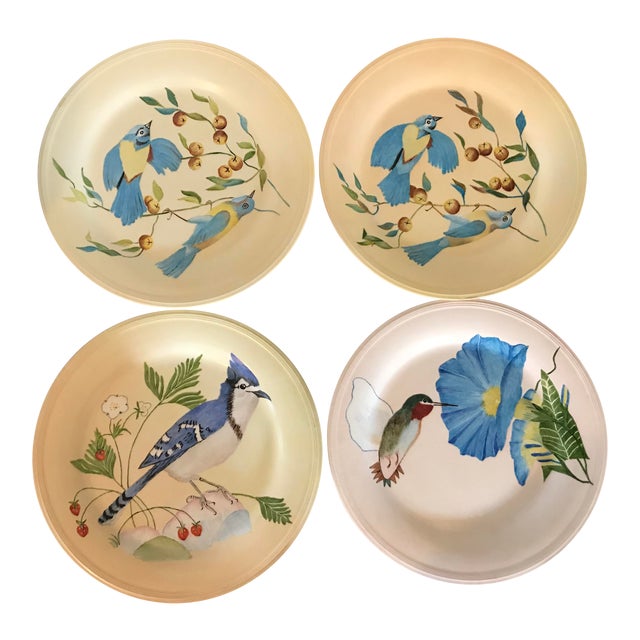 1940s Vintage Hand-Painted Decorative Plates - Set of 4 | Chairish