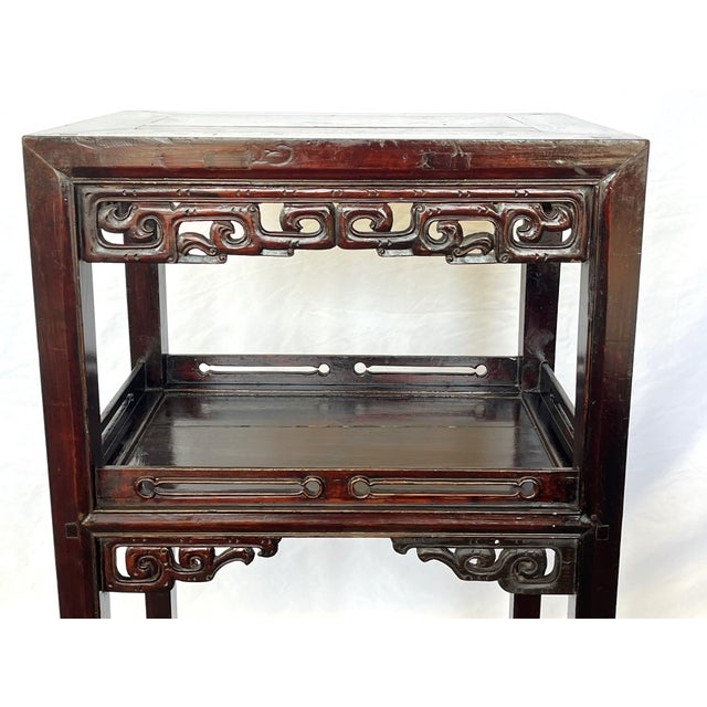 Antique Asian Carved Rosewood Side Table | Chairish