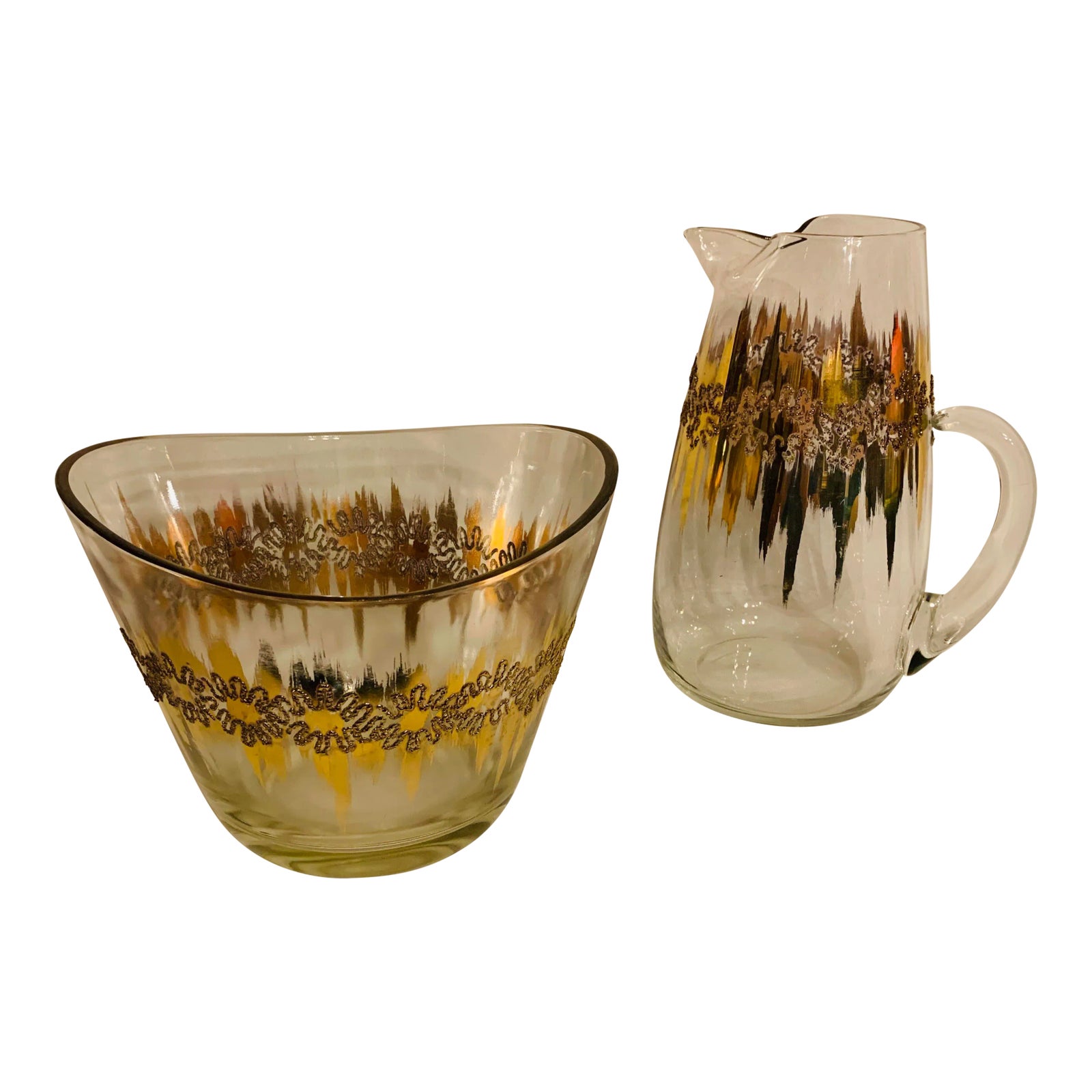 Mid-Century Dorothy Thorpe Gold “Atomic Splash” Ice Bucket/Bottle ...
