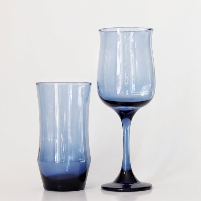 1970s Apollo Blue Wine Glasses - Set of 3 | Chairish