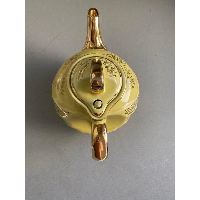 Hall China Canary Yellow & Metallic Gold Tea Pot, 1930's | Chairish