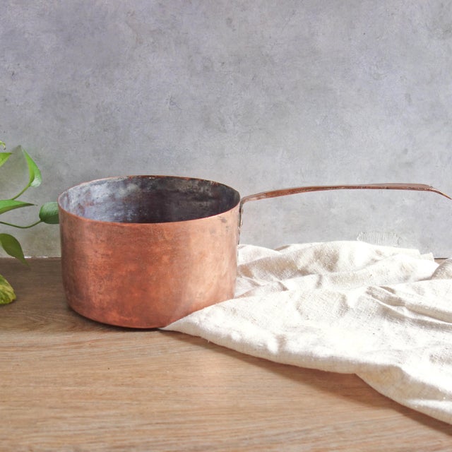 Antique Hand Forged Dovetailed Copper Sauce Pot | Chairish