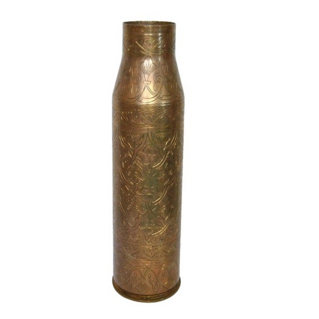 1920s Authentic Egyptian Scroll Etched Artillery Shell Casing Inscribed ...
